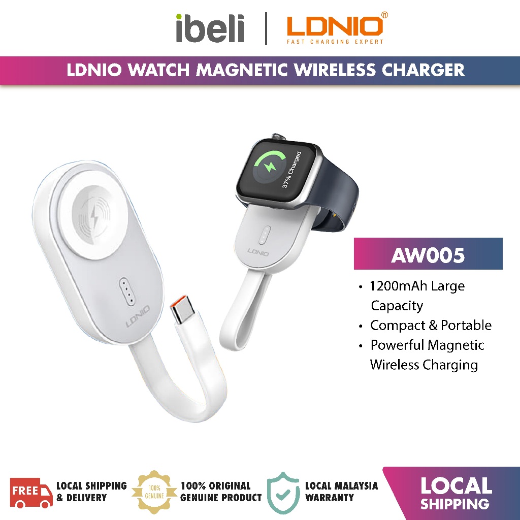 LDNIO AW005 Watch Wireless Magnetic 1200mAh Power Bank Watch Charger Mobile Wireless Charger ...