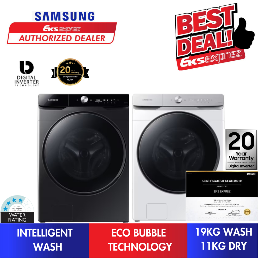 Samsung 21KG/12KG Washer Dryer WD21T6500GV/SP Front Load 19kg/11kg WD19T6500GW/FQ | Shopee Malaysia