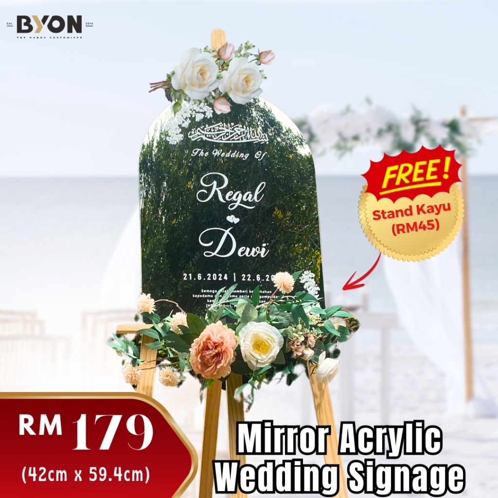 A2 Mirror Wedding Sign Mirror Welcome Board Custom Mirror, Wedding ...