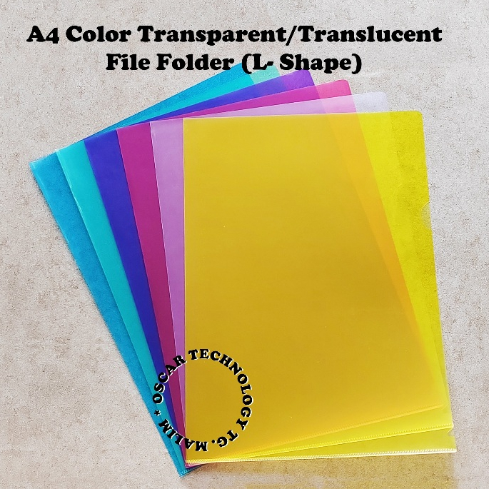 A4 Color Transparent / Translucent File Folder (L- Shape) Clear ...