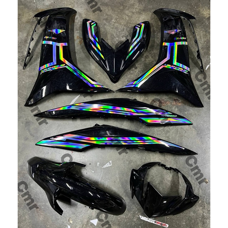 Cover Set Lc V8 Fi Black Rainbow Carbon Line Siap Tampal | Shopee Malaysia