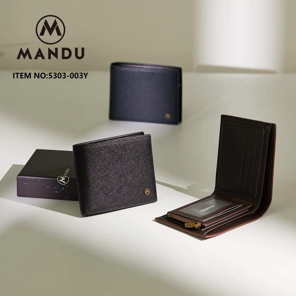 MANDU RFID Wallet Men Bifold Short Wallet with Zip Coin Pocket (5303 ...