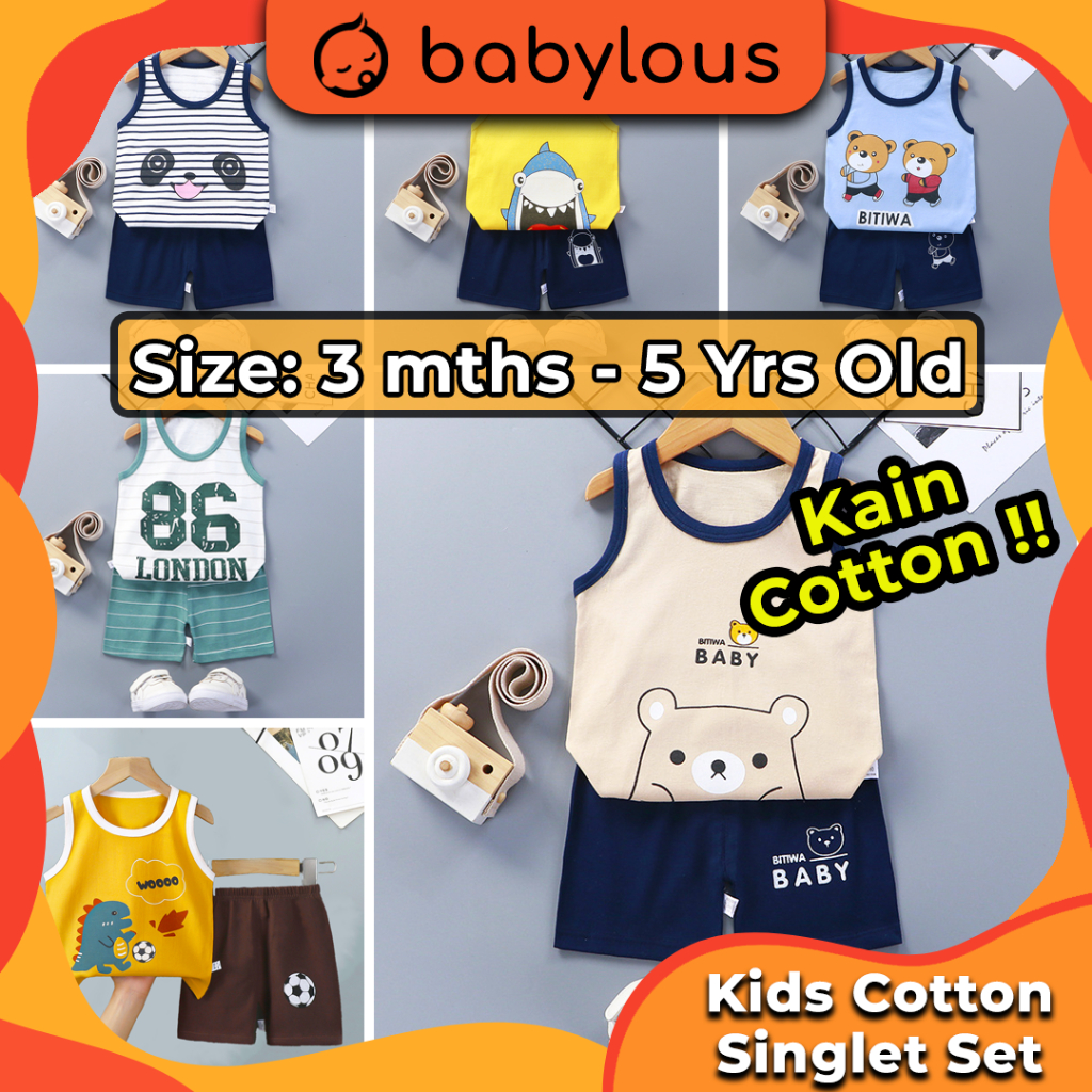 Baju Budak Lelaki Perempuan Babylous Baju Singlet Cotton Murah Kids ...