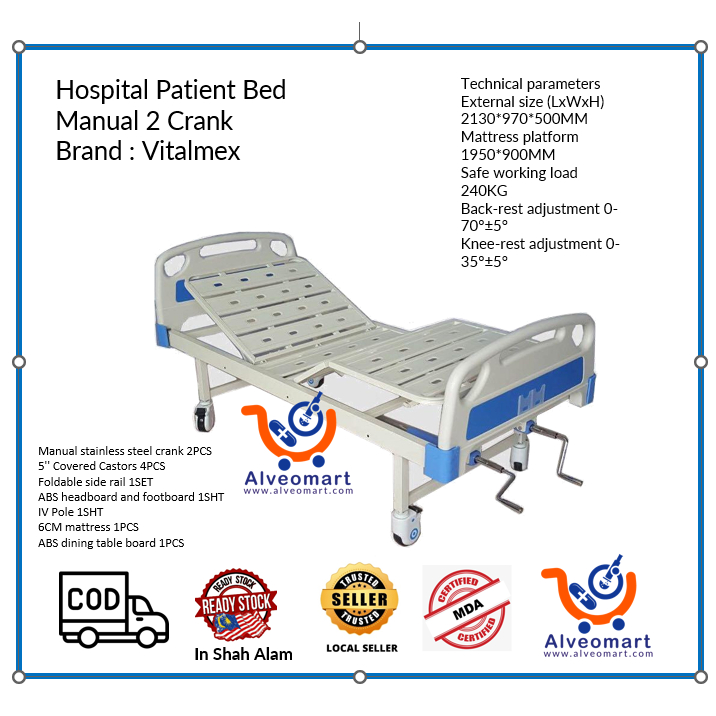 2 CRANK MANUAL BED 2 FUNCTION MANUAL HOSPITAL BED READY STOCK | Shopee ...