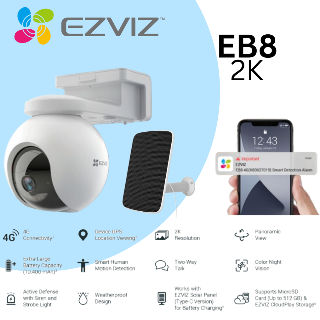 HIKVISION EZVIZ CCTV (Top Global Brand) EB8 Wifi Wireless Battery 2K 4G ...