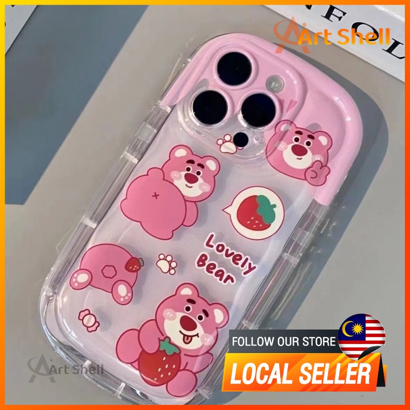Transparent Pink Strawberry Bear Lotso Design Phone Case Compatible ...