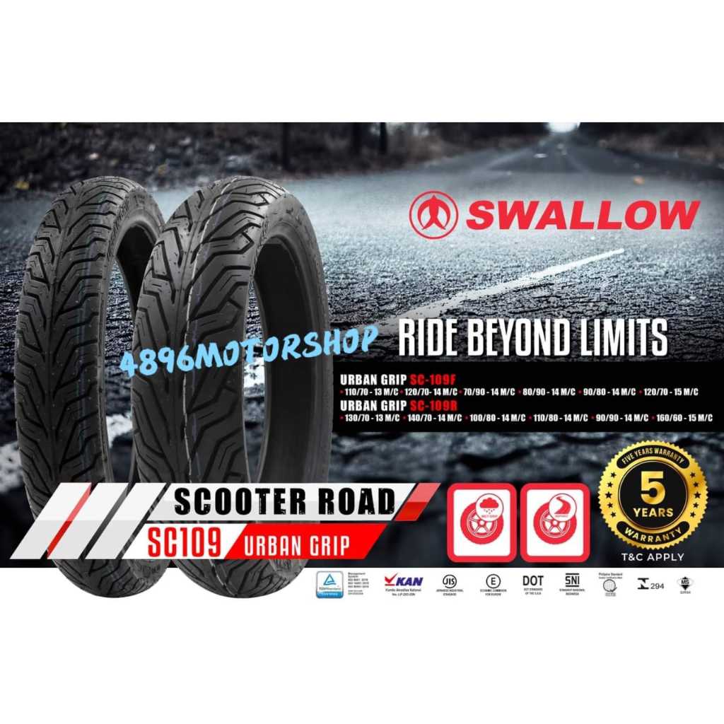 SWALLOW SCOOTER TYRE TAYAR SKUTER URBAN GRIP SC109 SC 109 70/90 80/90 90/80 90/90 100/80 11/80 ...