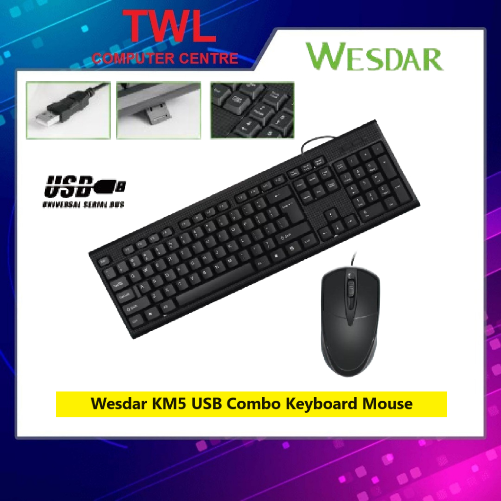 Wesdar KM5 USB Combo Keyboard Mouse(1Y Warranty) | Shopee Malaysia