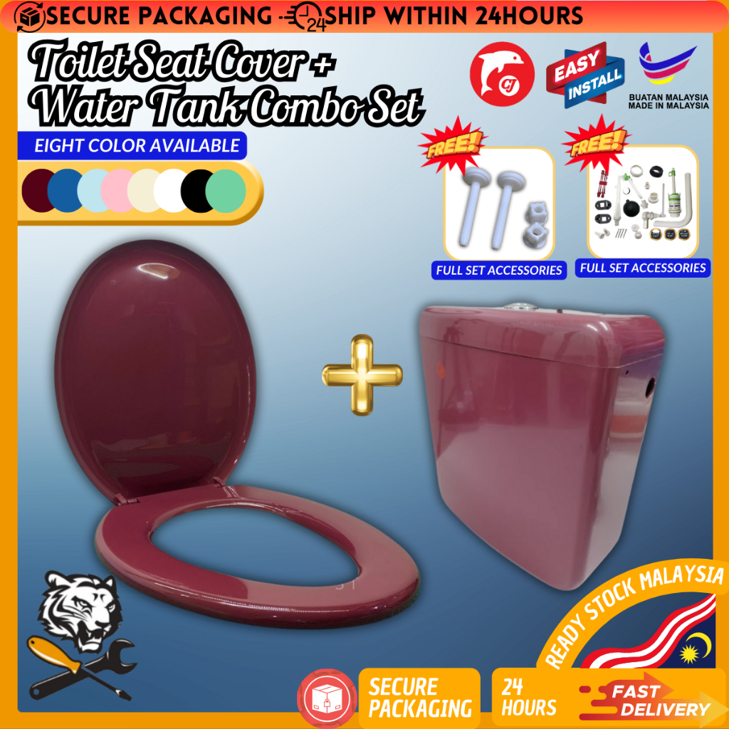 3T Combo Set Toilet Seat Cover + Toilet Water Tank Full Set Toilet ...