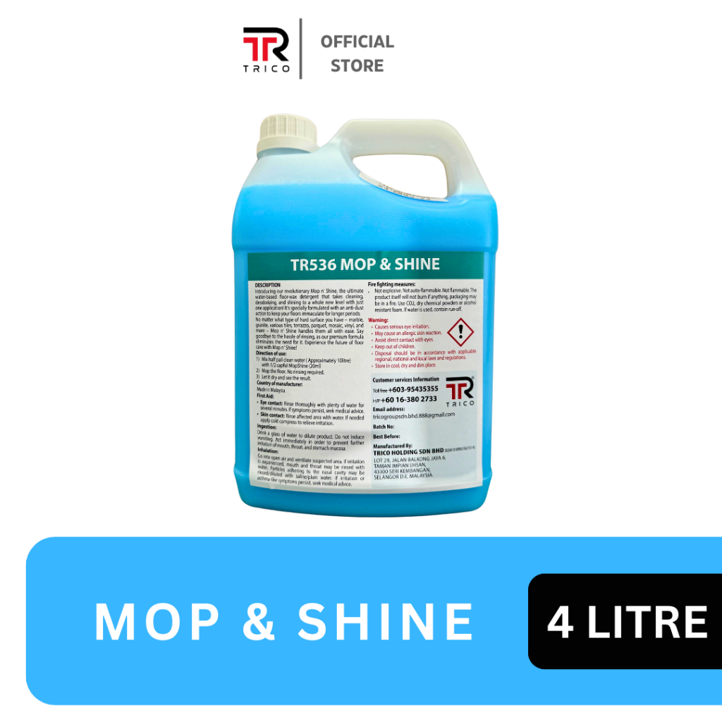 Mop Shine Floor Cleaner Industry Use Solution for Sparkling Floors 4LTR | Shopee Malaysia