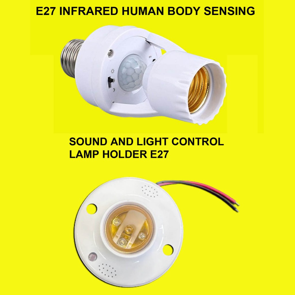 E27 Socket Converter With PIR Motion Sensor LED/ Sound Sensor Light ...