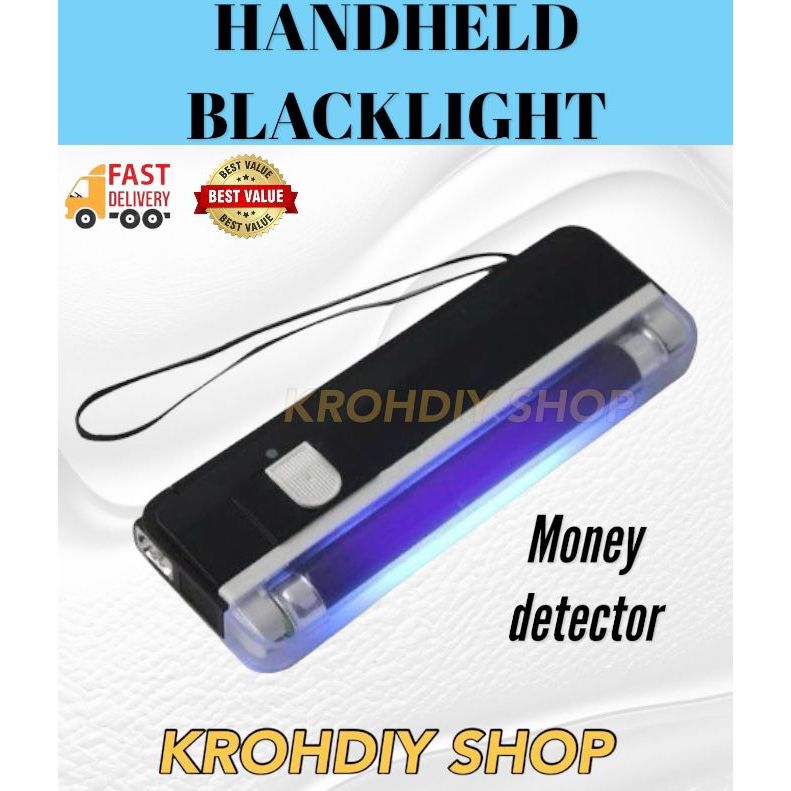 HANDHELD BLACKLIGHT Scanner Fake Money Bank Note UV Light Detector ...