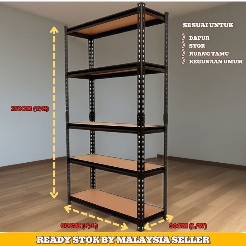 Adjustable 4/5 Tier Metal Boltless Rack Home Kitchen Store Storage Rack ...