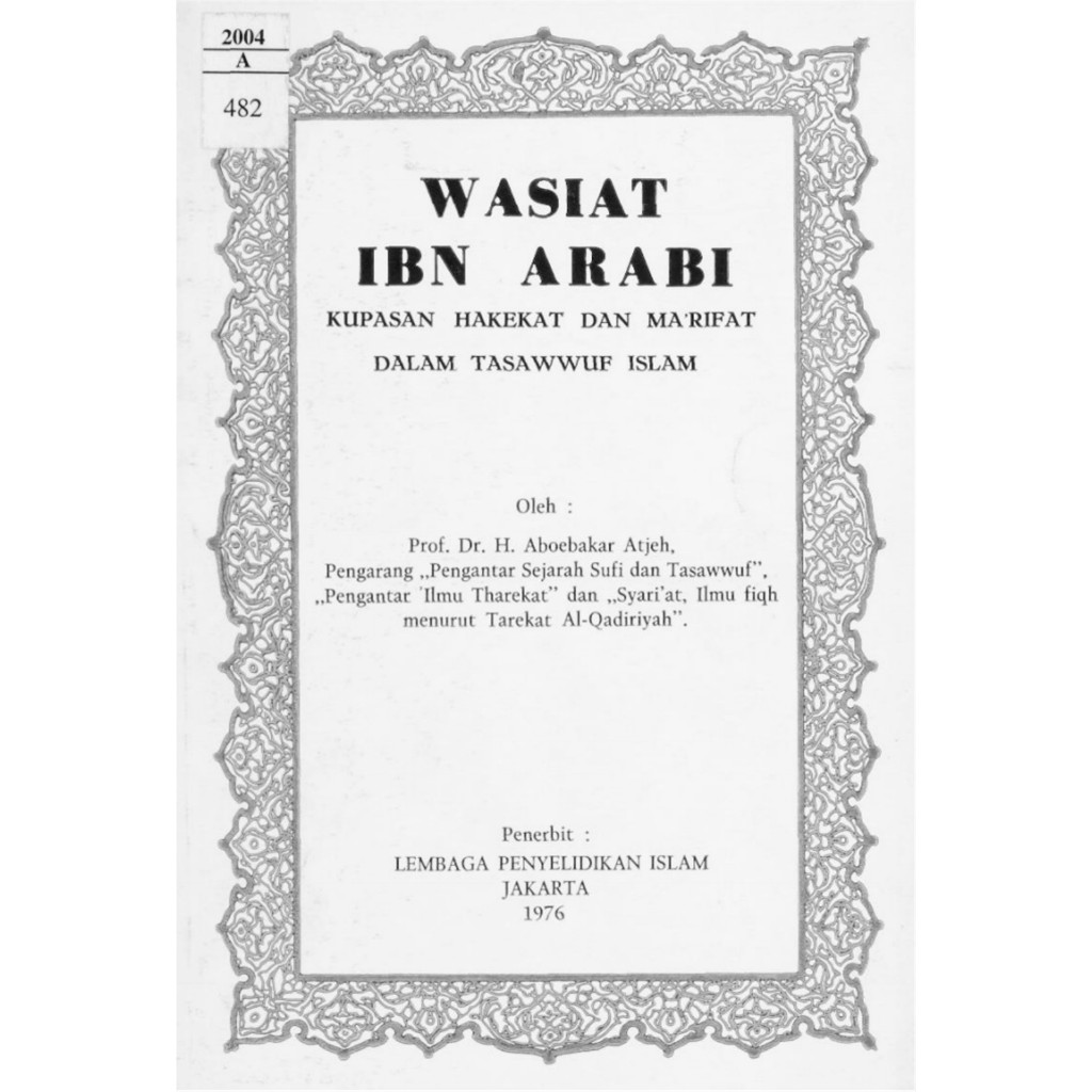 Wasiat Ibn Arabi Kupasan Hakekat Dan Ma'rifat Dalam Tasawwuf Islam ...