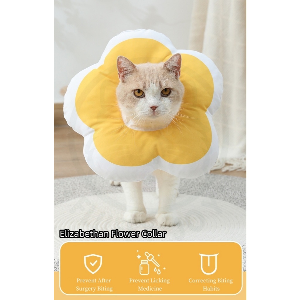 Fluffy Joy Kolar Bunga Pemulihan Kucing Anjing Anti-Gigitan Kon Leher ...