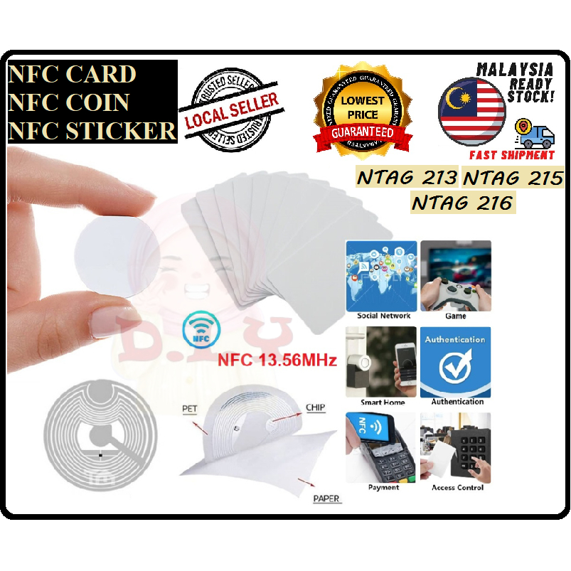 Ntag 213 / 215 / 216 NFC 13.56MHz Card / Coin / Sticker for Amiibo ...