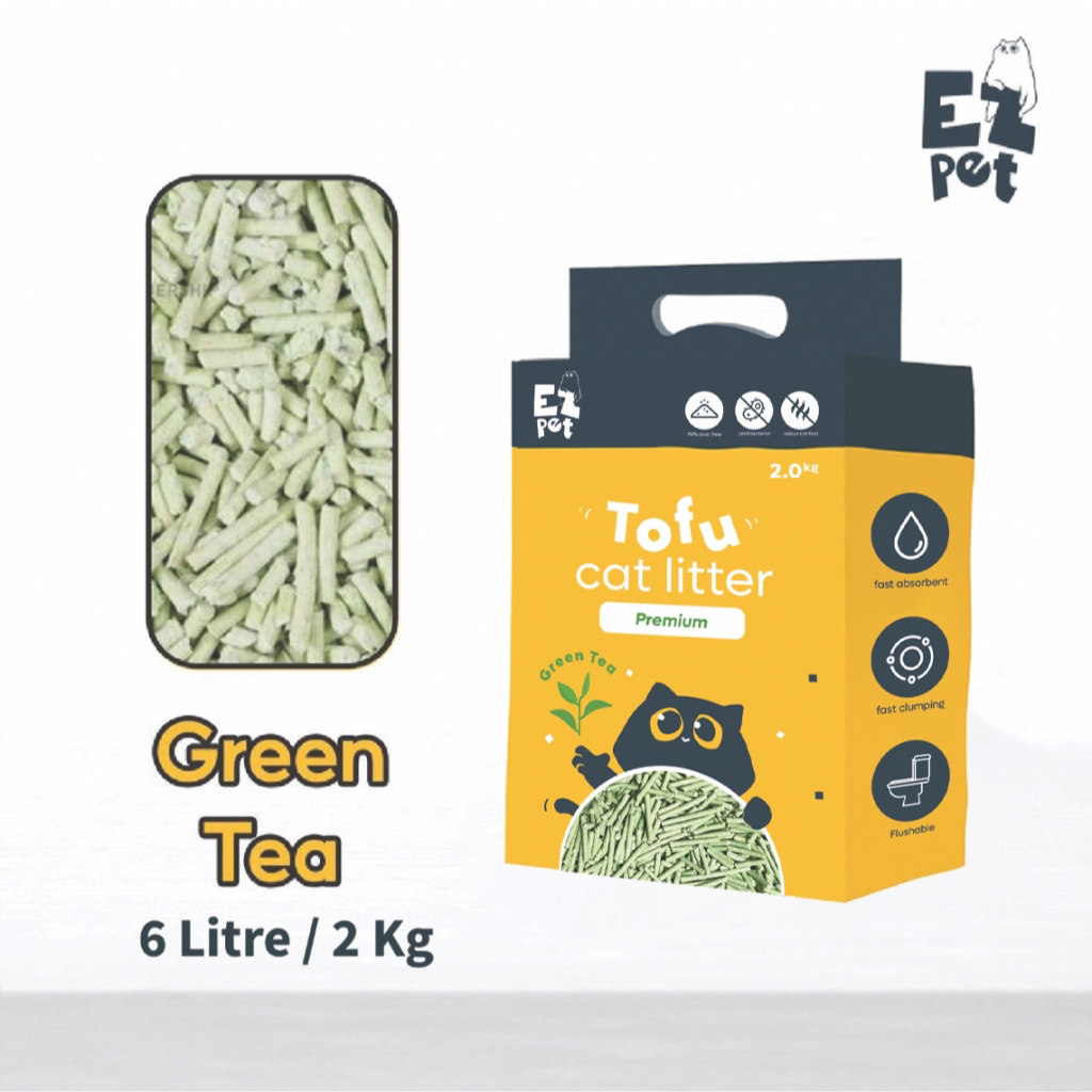 EZPET🐱💯【Premium Tofu 2KG】Tofu Cat Litter Pasir Kucing Toufu Cat Litter ...