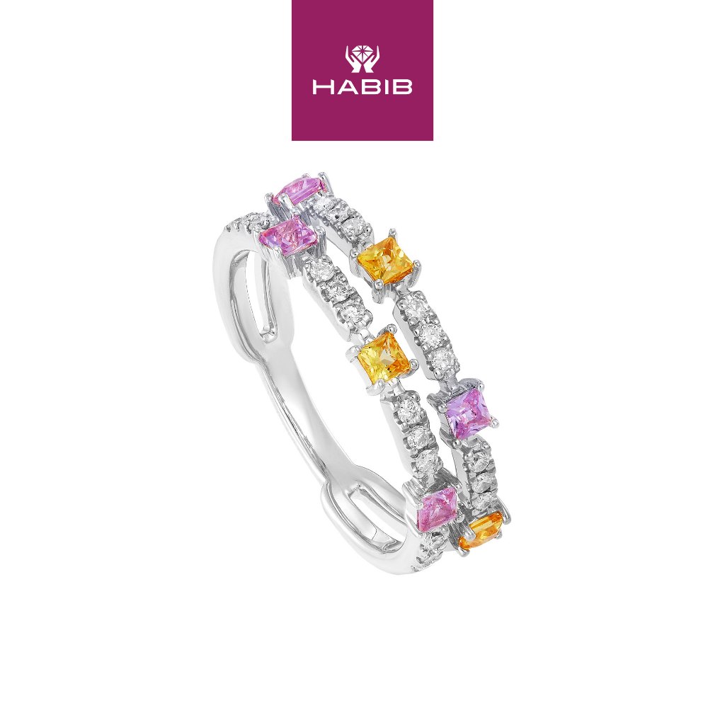 HABIB CHIC | Pink Sapphire and Yellow Sapphire Diamond Ring in 375/9K ...