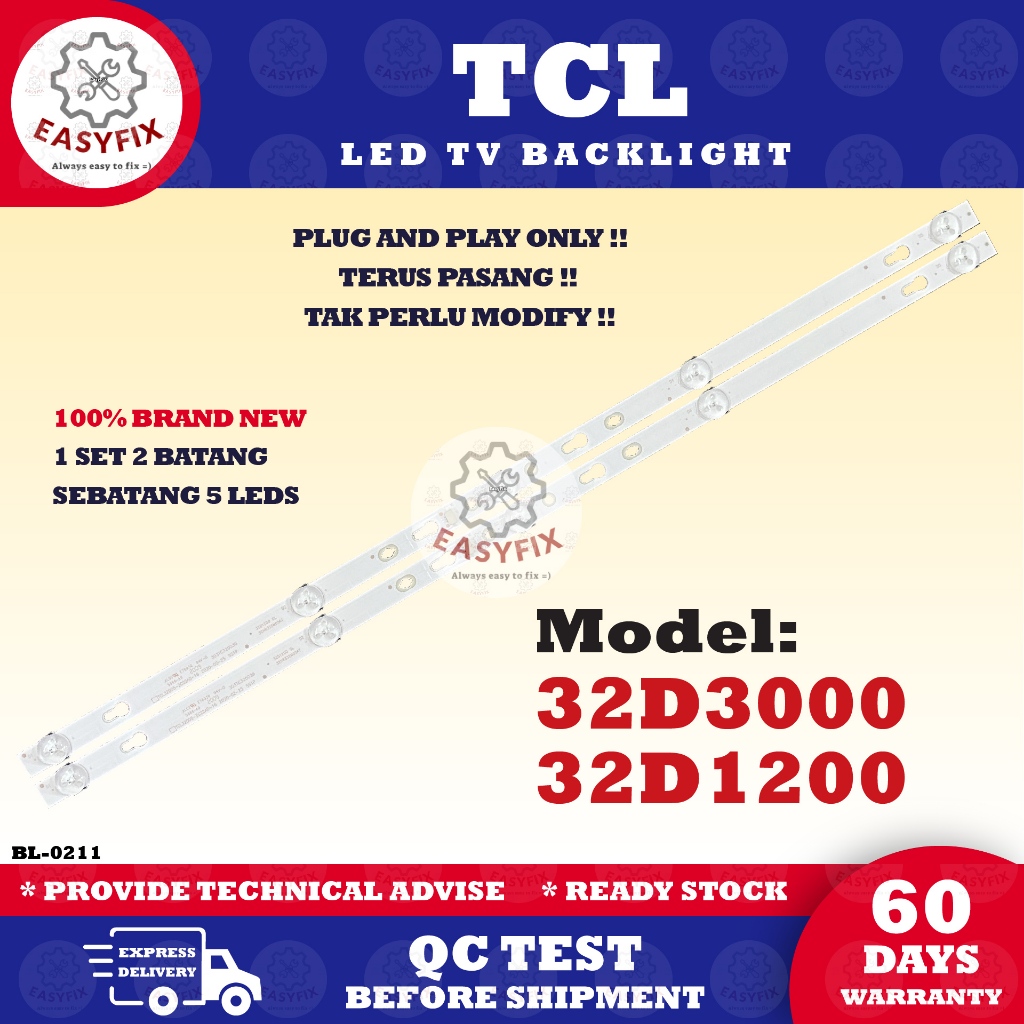 32D3000 / 32D1200 TCL 32 INCH LED TV BACKLIGHT (LAMPU TV) 32" BACKLIGHT ...