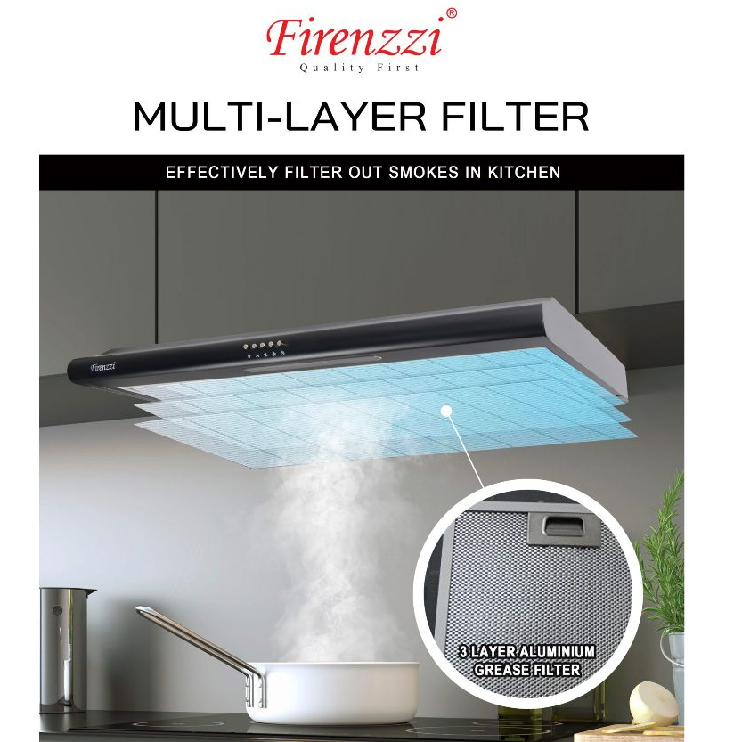 FIRENZZI Penyedut Asap Hood Dapur Cooker Slim Hood 1490m3 Strong ...
