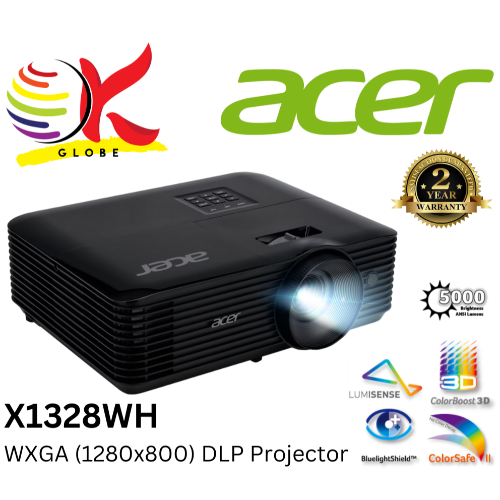 ACER X1328 5,000 ANSI LUMENS WXGA (1280x800) DLP PROJECTOR, CONTRAST ...