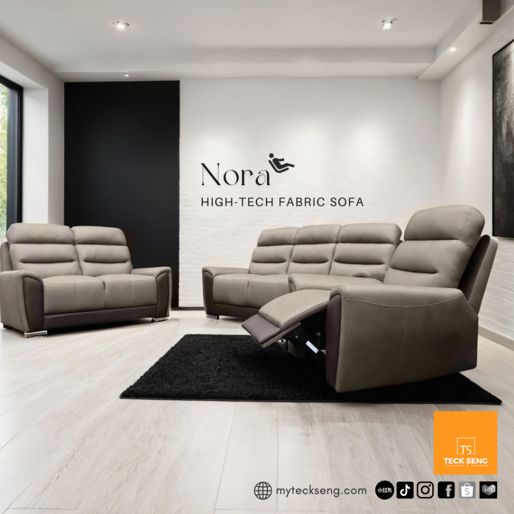 [TECK SENG] Nora 1 Recliner+2+3 Seater Sofa Set Sofa High-Tech Fabric ...