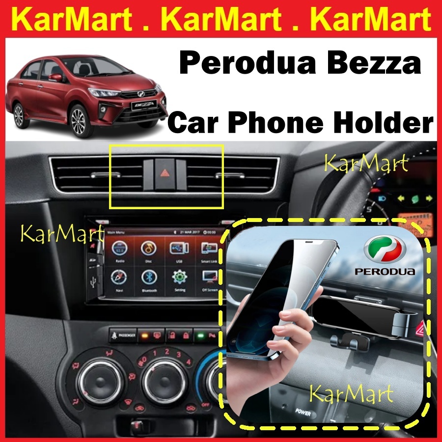 Perodua Bezza Custom Fit Gravity Phone Holder Air Vent Aircond Mobile ...