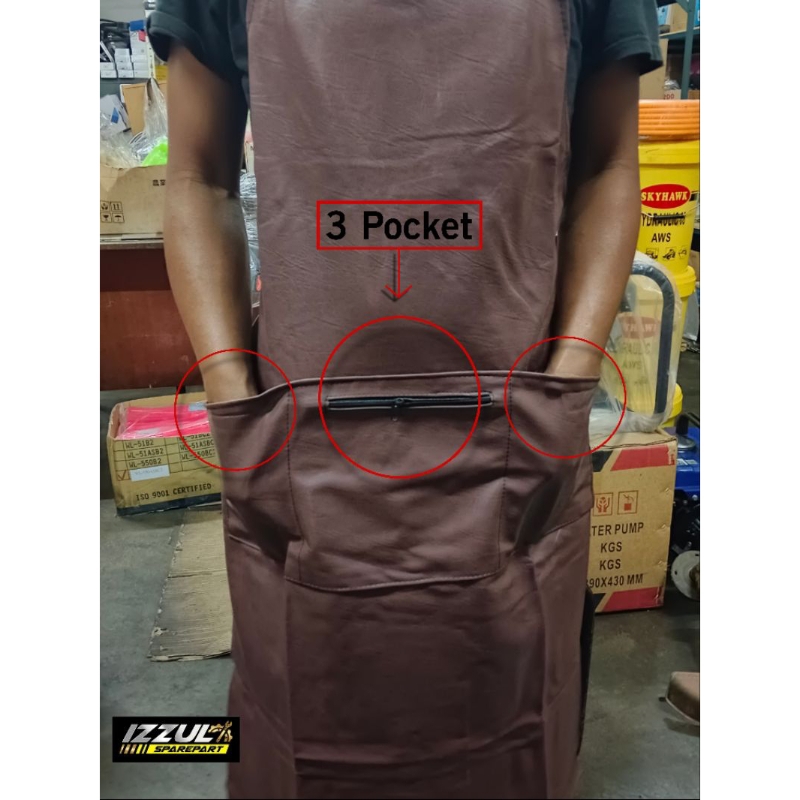 Apron mesin rumput 3pocket | Tahan lasak & Brown colour | Shopee Malaysia