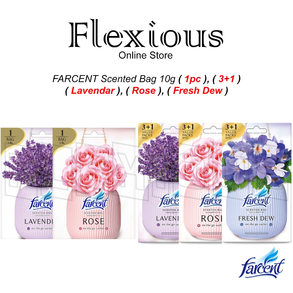 *FARCENT* Scented Bag 10g ( 1pc ), ( 3 + 1 ) - ( Lavender ), ( Rose ...
