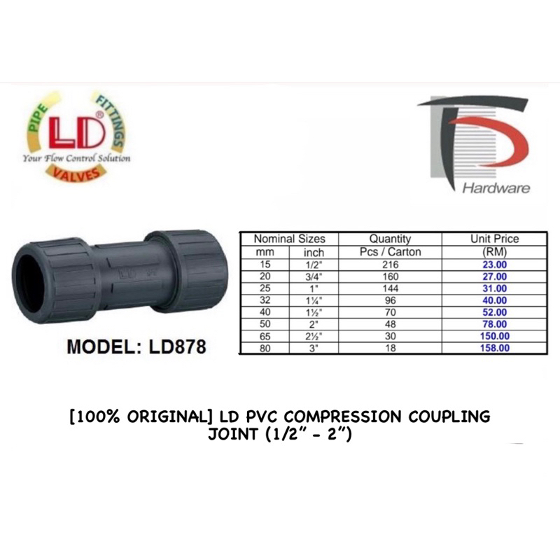 [100% ORIGINAL] LD PVC COMPRESSION COUPLING JOINT SOCKET (1/2” - 2”) | Shopee Malaysia
