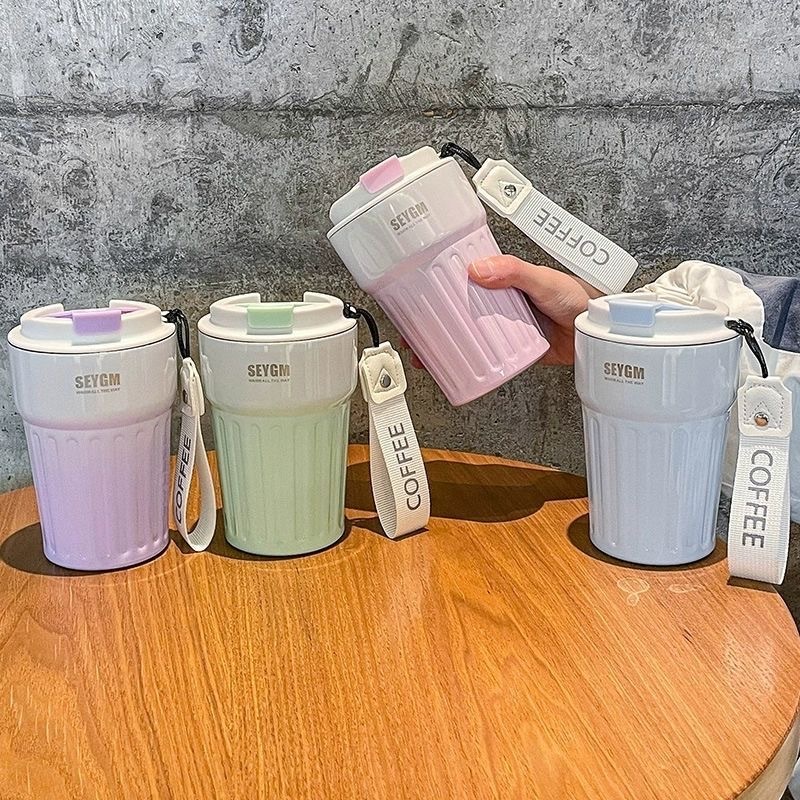 (400ml)304 Colorful stainless steel thermos cup 304不锈钢保温杯女生高颜值ins上班族小巧轻便可爱咖啡杯学生水杯 | Shopee Malaysia