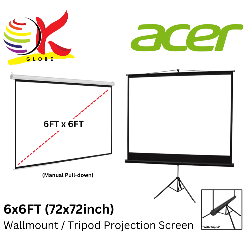 ACER WALL SCREEN / TRIPOD SCREEN PORTABLE PROJECTOR SCREEN FOR LED/LCD ...