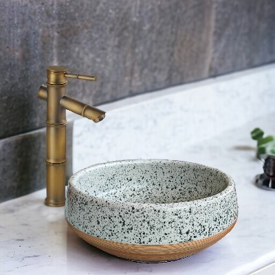 HANDMADE BASIN DESIGNER ART BASIN COUNTER TOP BASIN & MIXER TAP FAUCET ...