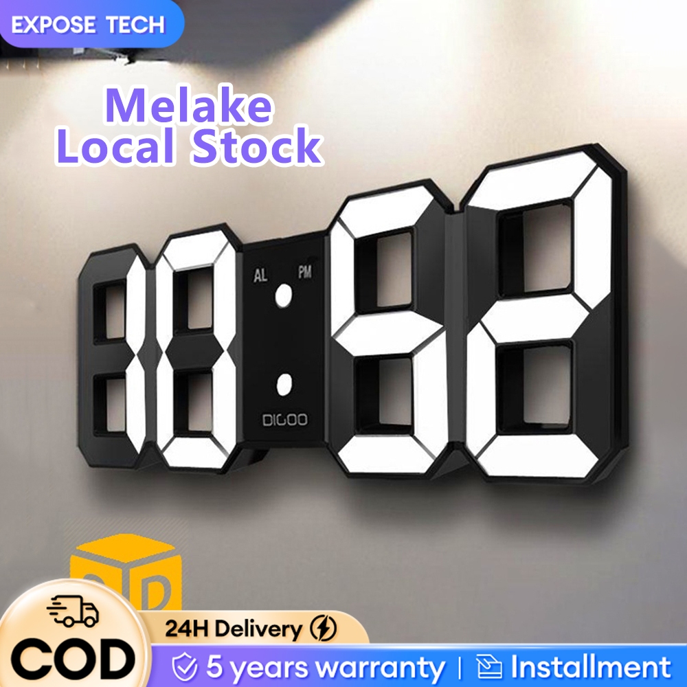 EXPOSE LED 3D Digital Clock Alarm Wall Table Desk Temperature Night Mode Multifunction Clock ...