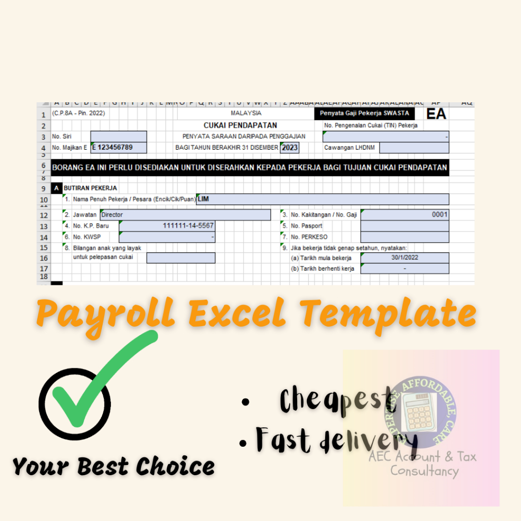 Salary and Payroll template Automatic Generate EPF, SOCSO and EIS ...