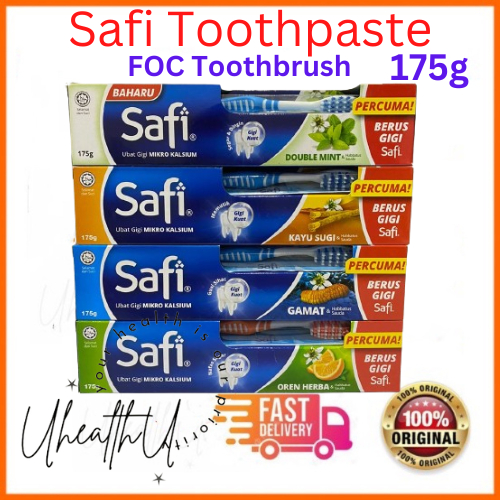 (FOC Toothbrush) Safi Toothpaste Ubat Gigi 175g Kayu Sugi / Gamat ...