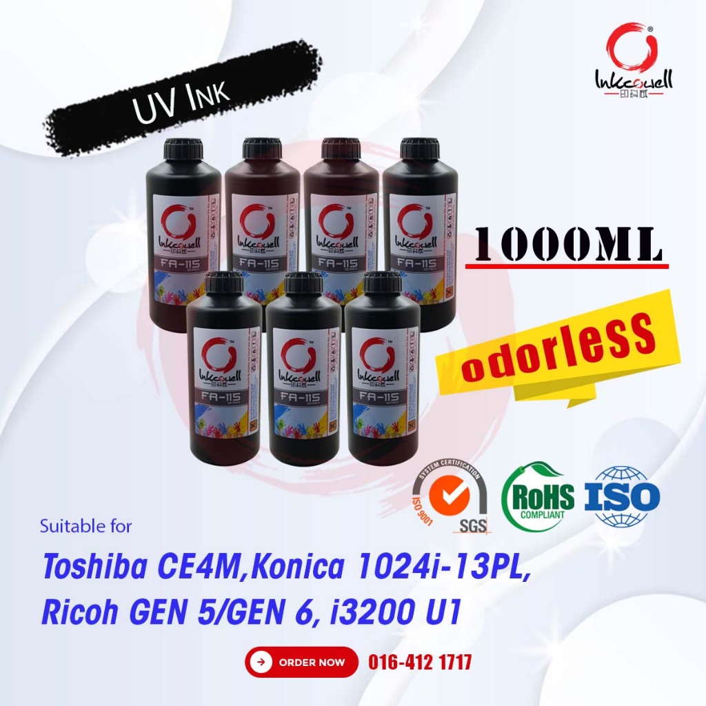 UV Ink used for Toshiba CE4M, Konica 1024i-13pL, Ricoh Gen5 ,Ricoh Gen 6, Epson i3200U1 print ...