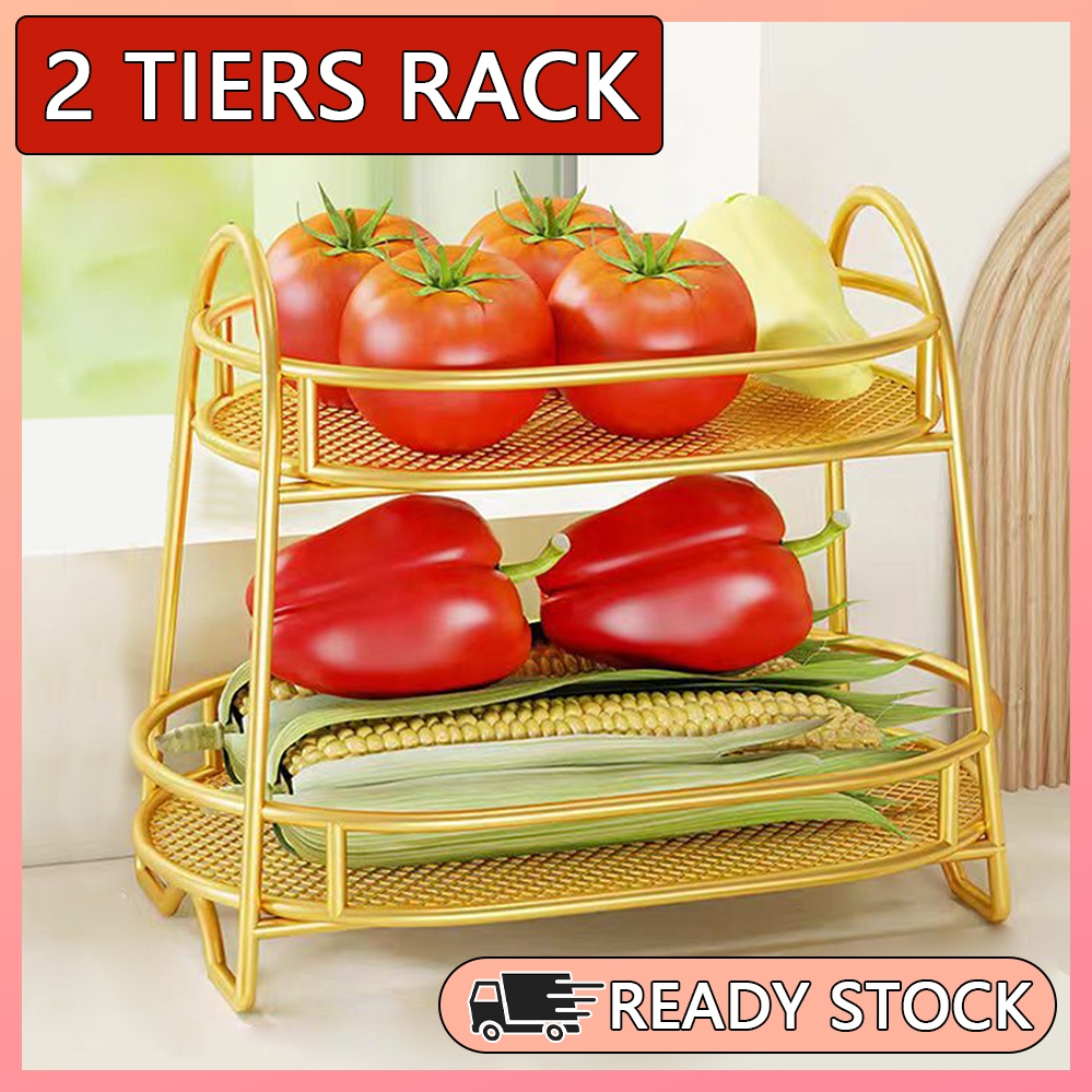 2-Tier Rak Bawang Vegetables Bertingkat Home Fruits Organizer Portable ...