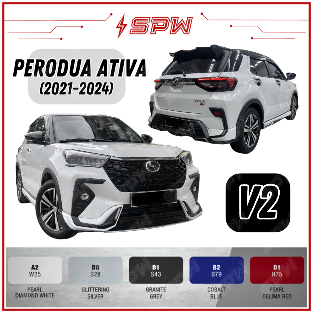 Perodua Ativa (2021-2024) V2 Gear Up Bodykit GU Body Kit Front Bumper Side Skirt Rear Bumper ABS ...