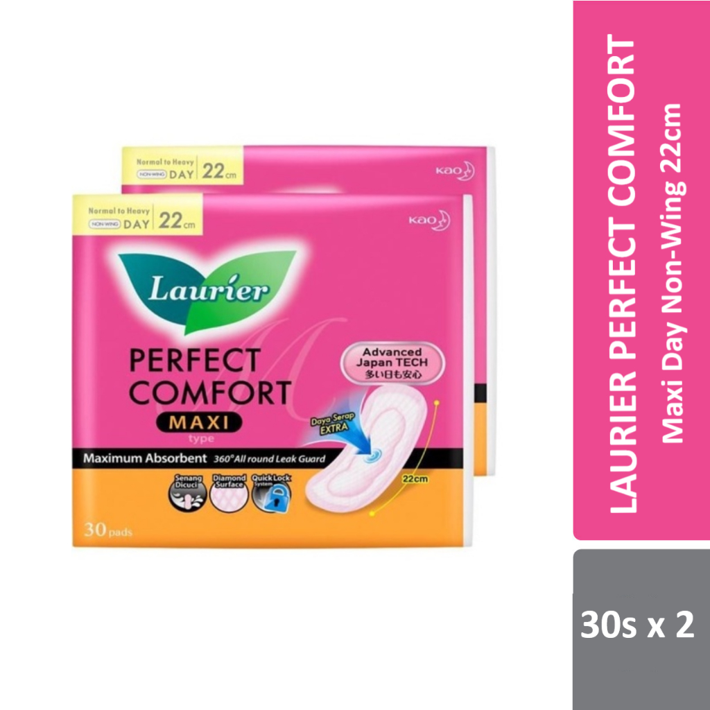LAURIER Perfect Comfort Super Maxi Non-Wing 22cm 30 Pads x 2 Twin Pack ...