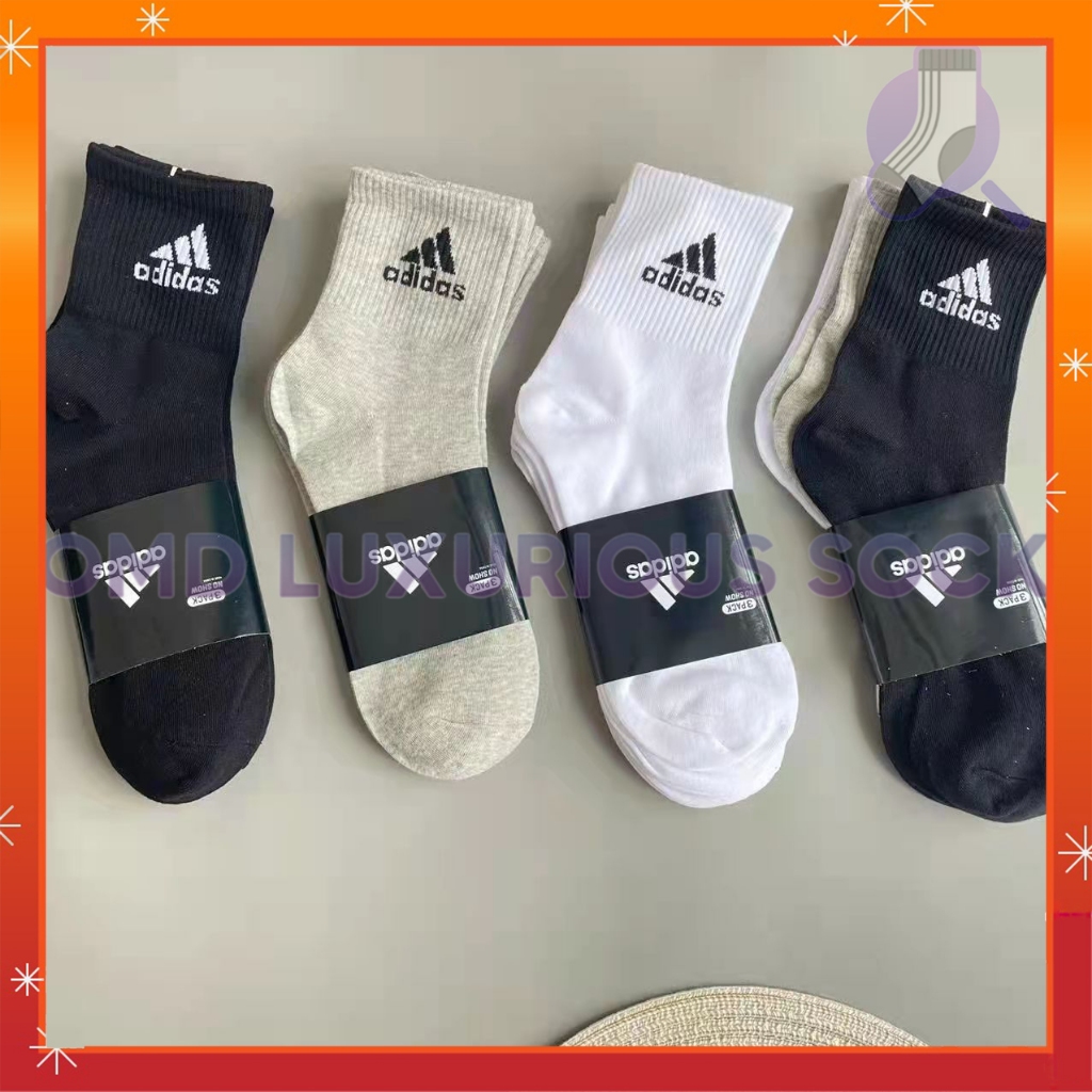 [3 Pasang] Stokin Adidas Socks Fashion Cotton Sock Sport Socks Running ...