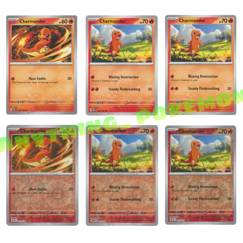 Pokemon Card - Charmander (026/197), (004/165), (007/091) - NORMAL ...