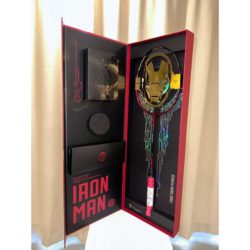 VICTOR IRON MAN GIFT BOX METALLIC 4U / VICTOR X MARVEL BADMINTON RACKET ...