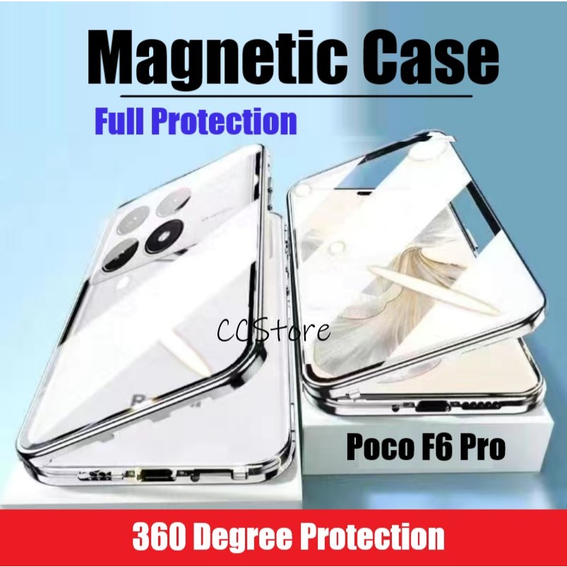 Poco F6 / F6 Pro 5G Premium Magnetic Case Double Side Tempered Glass ...