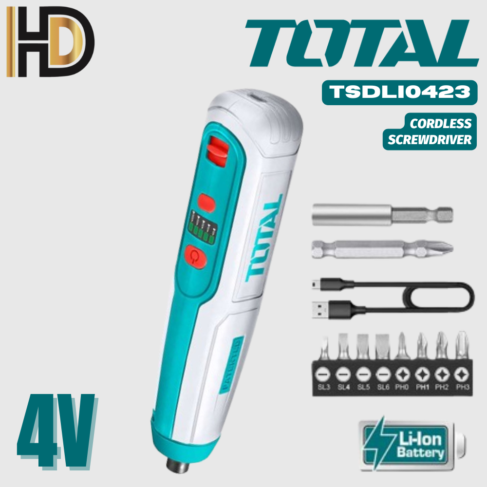 TOTAL Cordless 4V Li-ion Screwdriver / TOTAL Mini Screwdriver ...