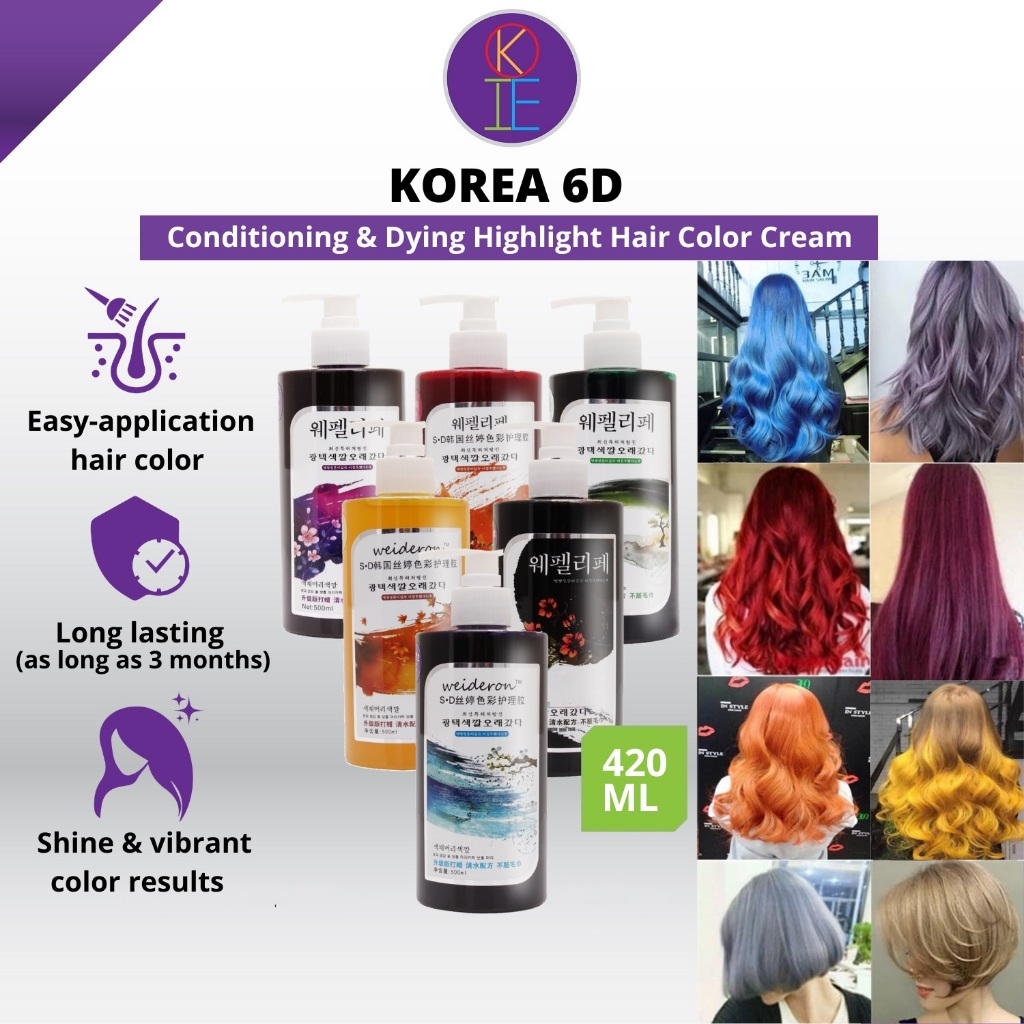 Korea 6D Highlight Fashion Hair Color Cream - 420/500ml Hair Dye Hair ...
