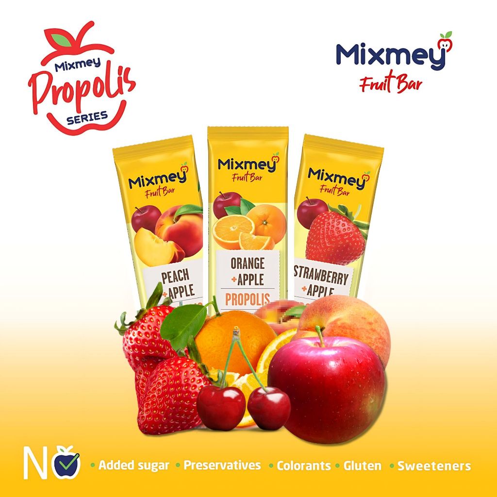 MIXMEY Fruit Bar Propolis 25g X 24 (Apple + Fruit) 100% Organic Made ...