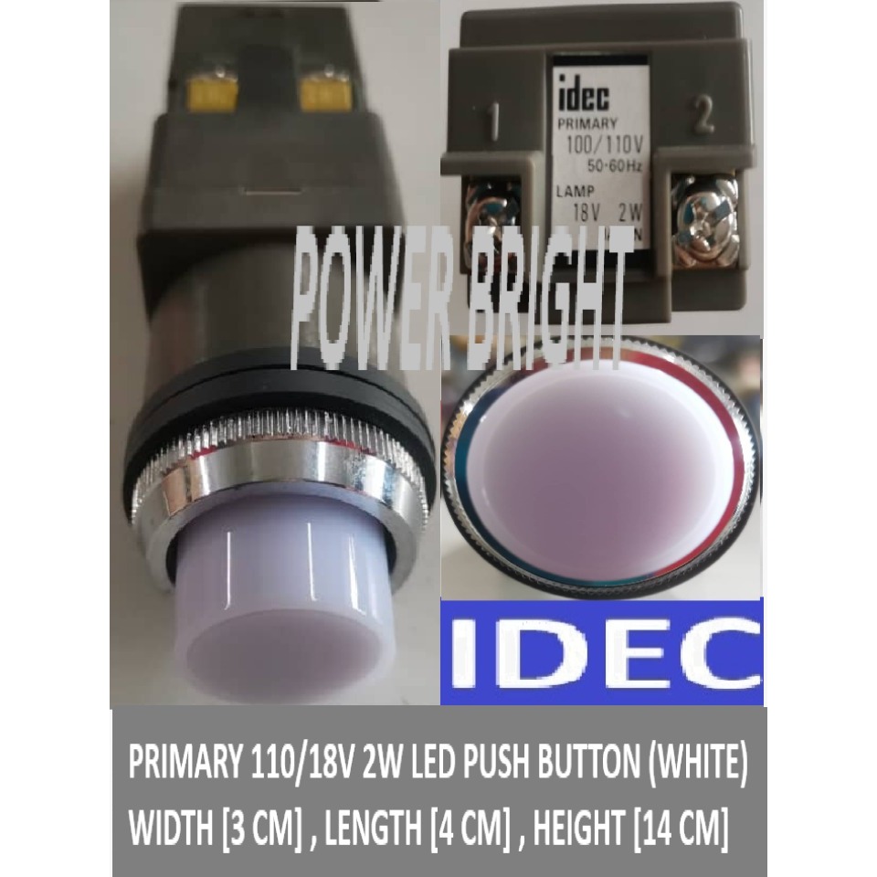 IDEC PRIMARY 110/18V 2W LED PUSH BUTTON (WHITE) | Shopee Malaysia