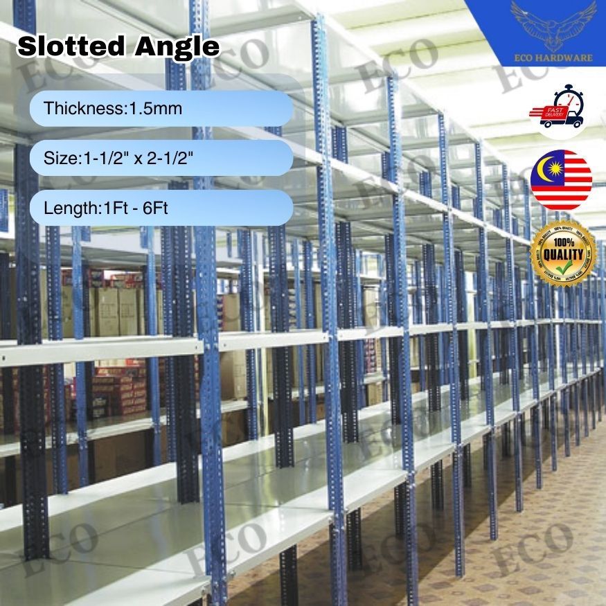 Heavy Duty Slotted Angle Bar /Besi Rak Lubang /Besi Biru Rack Shelf 1-1 ...