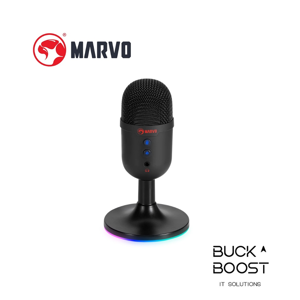 Marvo MIC-06 Wired RGB Microphone, Omnidirectional, Adjustable Stand ...